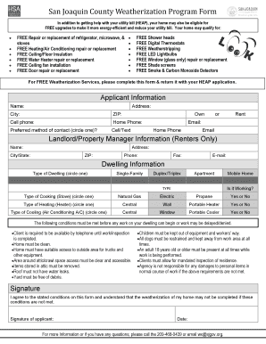 Fillable Online San Joaquin County Weatherization Program Form Fax ...