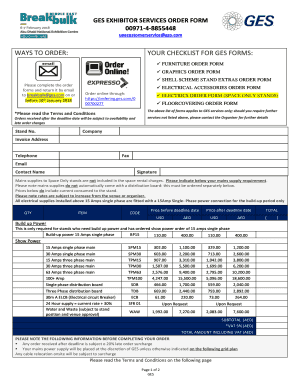 Fillable Online GES EXHIBITOR SERVICES ORDER FORM Fax Email Print ...