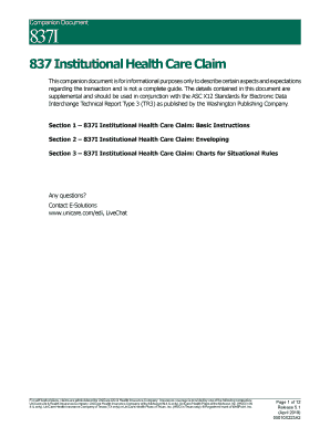 Fillable Online Section 3 837I Institutional Health Care Claim: Charts ...