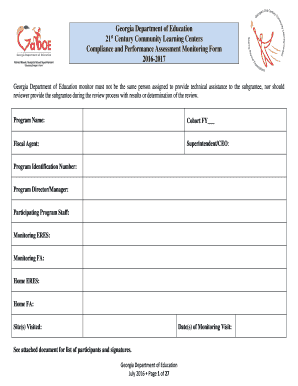 Fillable Online FY11 21st CCLC Monitoring Document Fax Email Print ...
