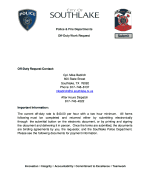 Fillable Online 2012 Off Duty Work Agreement Fax Email Print - pdfFiller