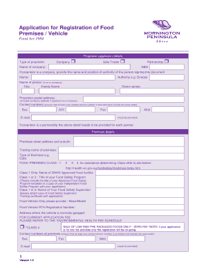 Fillable Online Application for Registration of Food Premises 24 June ...