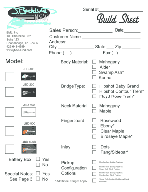 Fillable Online Build Sheet Fax Email Print - pdfFiller