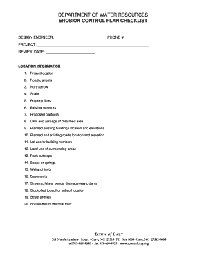 Fillable Online DEPARTMENT OF WATER RESOURCES EROSION CONTROL PLAN ...
