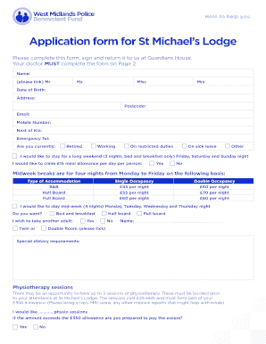 Fillable Online Application form for St Michaels Lodge Fax Email Print ...