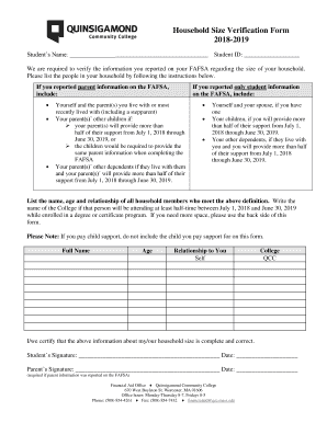 Fillable Online Household Size Verification Form 2018-2019 - qcc.edu ...