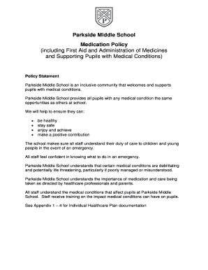 Fillable Online Parkside Middle School Medication Policy (including ...