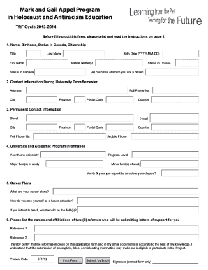 Fillable Online Mark and Gail Appel Program in Holocaust and Antiracism ...