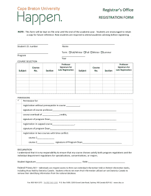 Fillable Online Registrar's Office - CBU Fax Email Print - pdfFiller