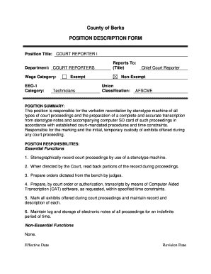 Fillable Online Position Title: COURT REPORTER I Fax Email Print ...
