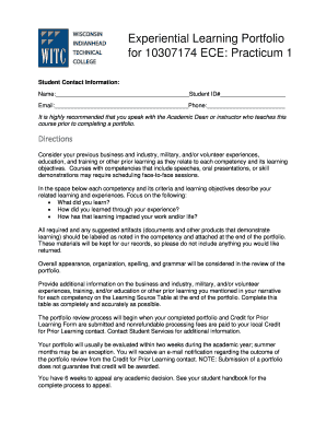 Fillable Online Experiential Learning Portfolio for 10307174 ECE ...