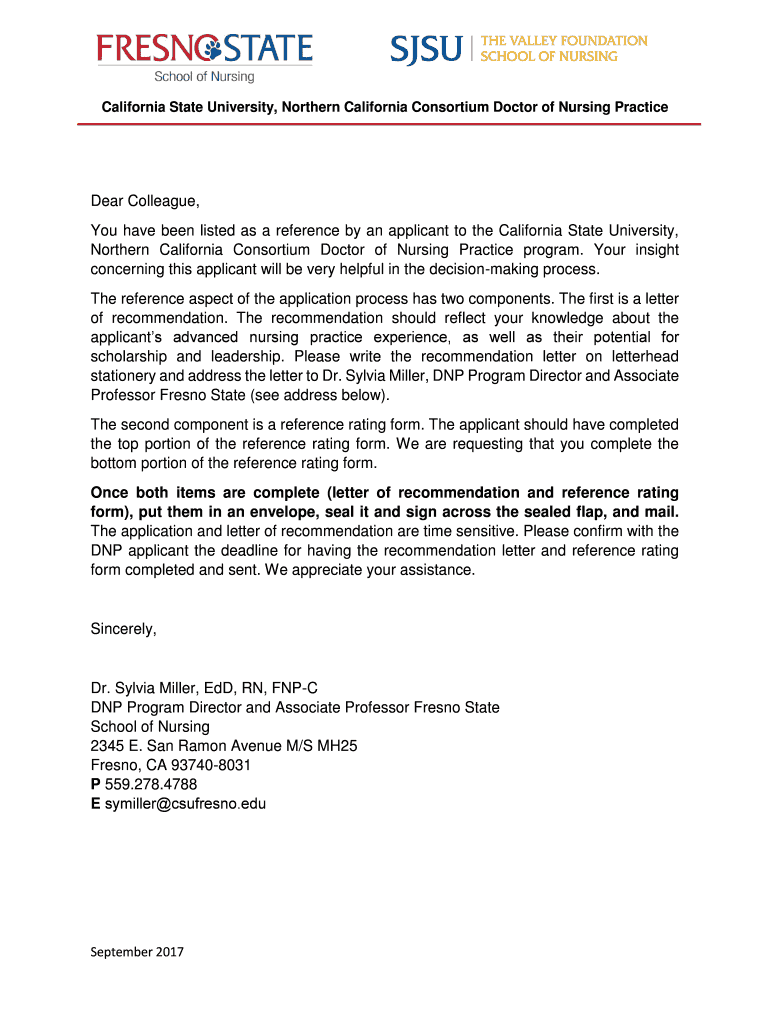 Fillable Online DNP Letter of Recommendation and Reference Rating Form ...