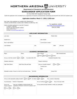 Fillable Online SCHOLARSHIP APPLICATION FORM - NAU Fax Email Print ...