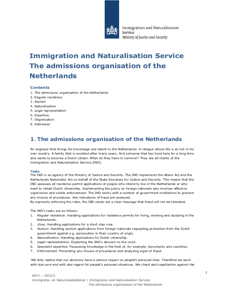 Fillable Online Immigration and Naturalisation Service The admissions ...