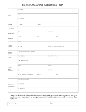 Fillable Online Fujitsu Scholarship Application Form Fax Email Print ...