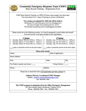 Fillable Online Community Emergency Response Team (CERT) Basic Recruit ...