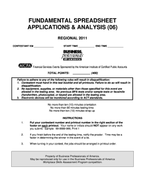 Fillable Online FUNDAMENTAL SPREADSHEET APPLICATIONS & ANALYSIS Fax ...