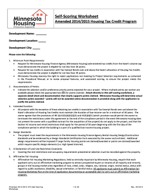 Fillable Online 2015 Self-Scoring Worksheet. 2015 Self-Scoring ...