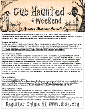 Fillable Online Cub Haunted is an overnight camp-out for Cub Scouts at ...