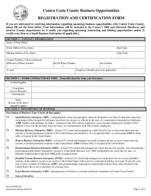 Fillable Online Registration & Certification Form - Contra Costa County ...