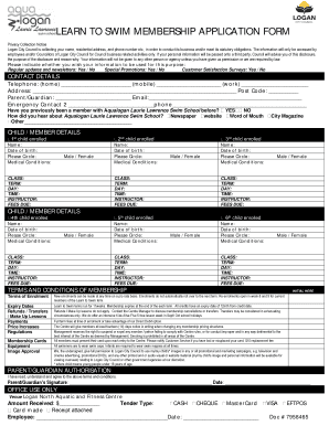 Fillable Online Learn to Swim Application Form - Logan Leisure Centres ...