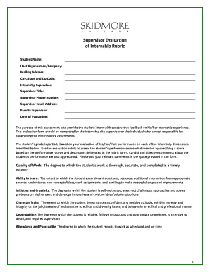 Fillable Online Internship Rubric Fax Email Print - pdfFiller