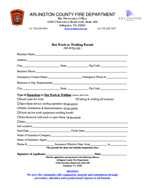 Fillable Online Hot Work or Welding Permit Fax Email Print - pdfFiller