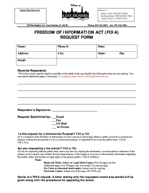 Fillable Online freedom of information act (foia) request form - East ...
