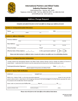 Fillable Online IUPAT Address Change Request Form Fax Email Print ...