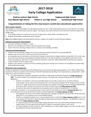 Fillable Online 2017-2018 Early College Application Fax Email Print ...