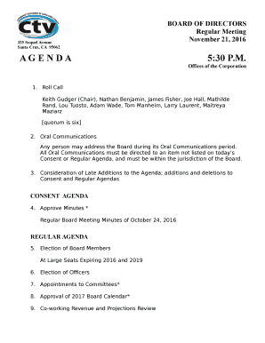 Fillable Online Consent or Regular Agenda, and must be within the ...