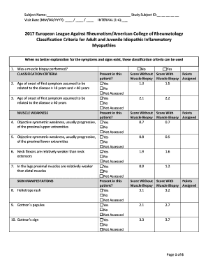 Fillable Online Classification Criteria Study Form. Classification ...
