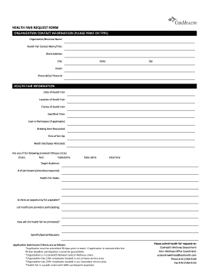 Fillable Online health fair request form - CoxHealth Fax Email Print - pdfFiller