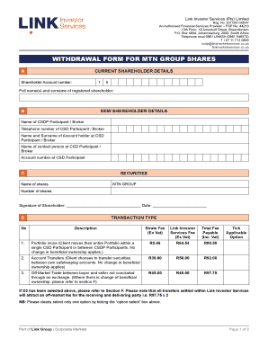Fillable Online withdrawal form for mtn group shares - Link Market ...