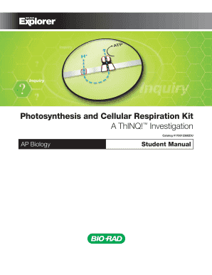 Fillable Online Photosynthesis and Cellular Respiration Kit A ThINQ ...