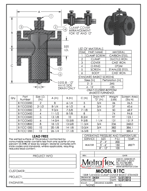 Fillable Online Metraflex Basket Type Strainer B1TC 125# Flanged Clamp ...