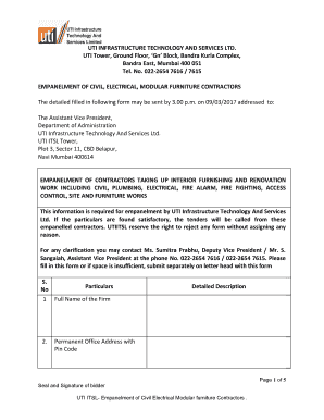 Fillable Online UTI INFRASTRUCTURE TECHNOLOGY AND SERVICES ...