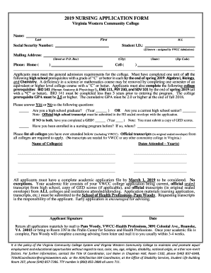 Fillable Online 2019 NURSING APPLICATION FORM Fax Email Print - pdfFiller