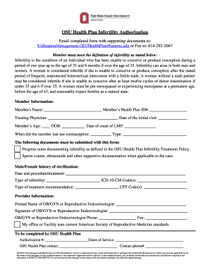 Fillable Online OSU Health Plan Infertility Authorization Fax Email ...