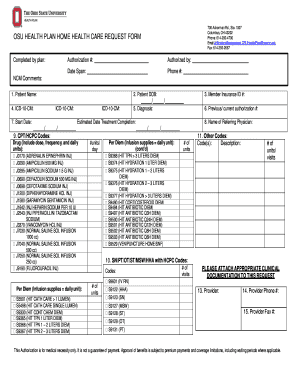 Fillable Online OSU HEALTH PLAN HOME HEALTH CARE REQUEST FORM Fax Email ...