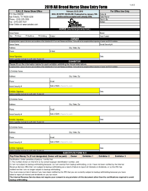 Fillable Online 1 of 2 2019 All Breed Horse Show Entry Form Fax Email ...
