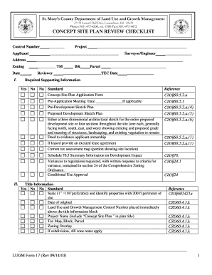 Fillable Online CONCEPT SITE PLAN REVIEW CHECKLIST Fax Email Print ...