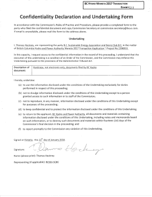 Fillable Online Confidentiality Declaration and Undertaking Form Fax ...