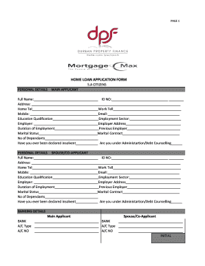 Fillable Online home loan application form - Durban Property Finance ...