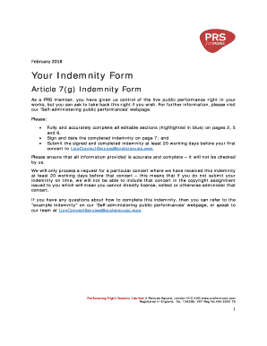Fillable Online Your Indemnity Form Fax Email Print - pdfFiller