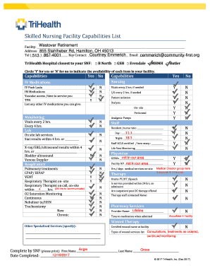 Fillable Online Skilled Nursing Facility Capabilities List Fax Email ...