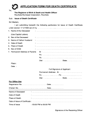Fillable Online The Registrar of Birth & Death and Health Officer Fax ...