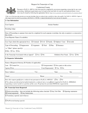 Fillable Online Transcript Requests Cumberland County, PA - Official ...