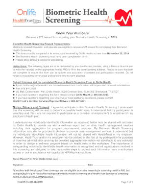 Fillable Online HealthTrust - REVISEDBiometric Screening Physician Form ...