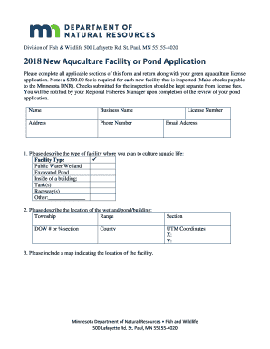 Fillable Online files dnr state mn 2018 New Aquaculture Facility or ...